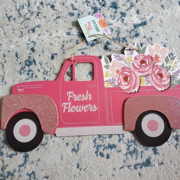 unknown | Kitchen | Spring Flower Decor Sign Pink With Flowers Reads ...